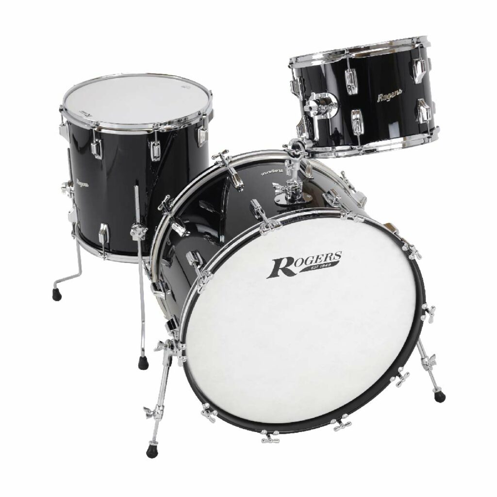 Rogers Drums USA | POWERTONE SERIES PIANO BLACK LACQUER 3 PIECE DRUM KIT